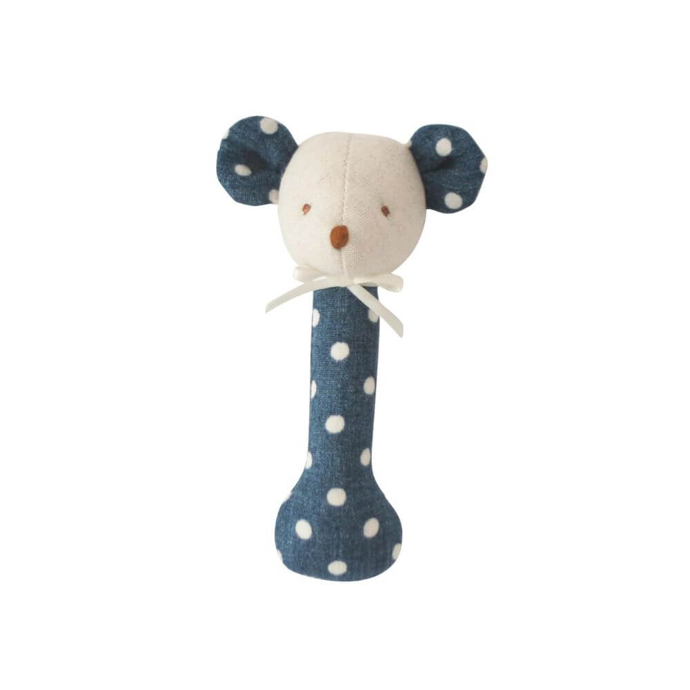 Alimrose Ocean Blue Mouse Stick Rattle | Baby Gifts Australia